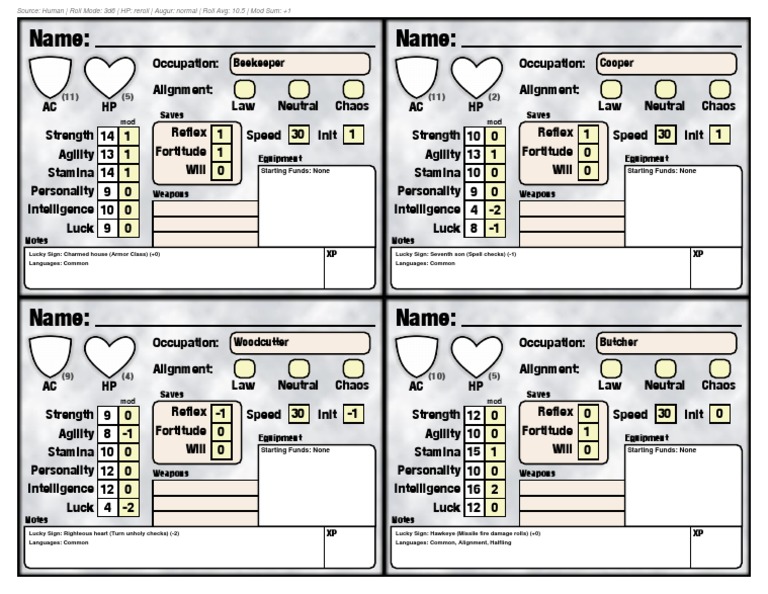 DCC Character Sheet 2020-06-28 18-4 | PDF | Leisure | Sports