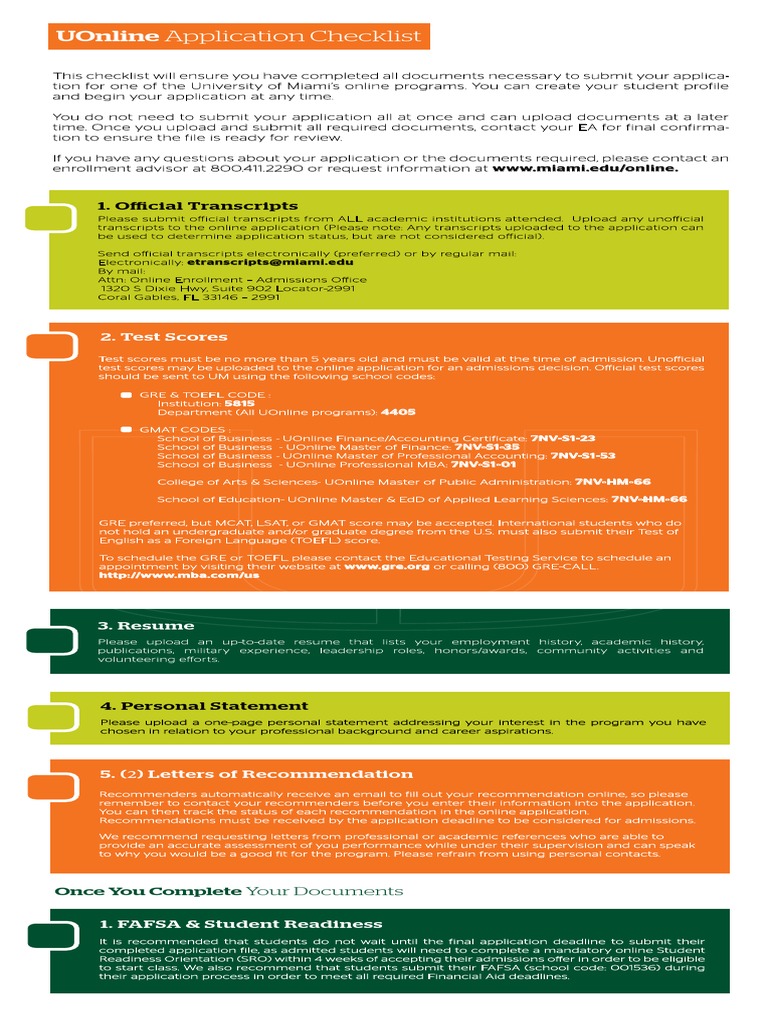 Uonline Application Checklist: 1. Official Transcripts | PDF | Graduate ...