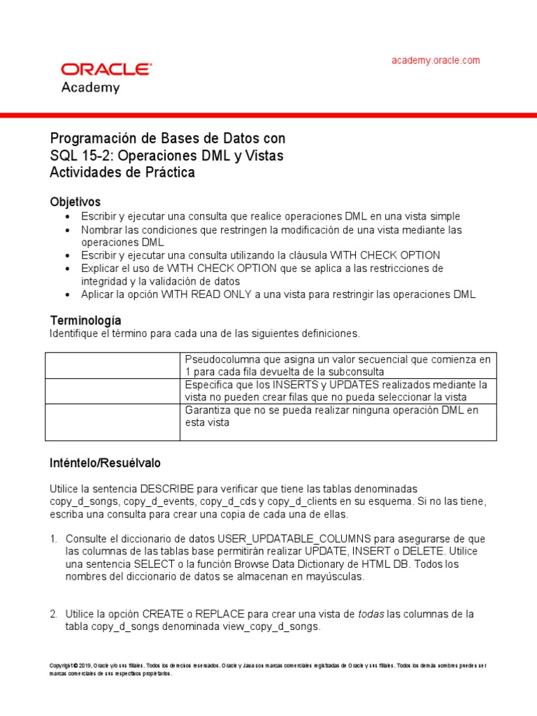 DP 15 2 Practice Esp | PDF | Datos de computadora | Gestión de datos