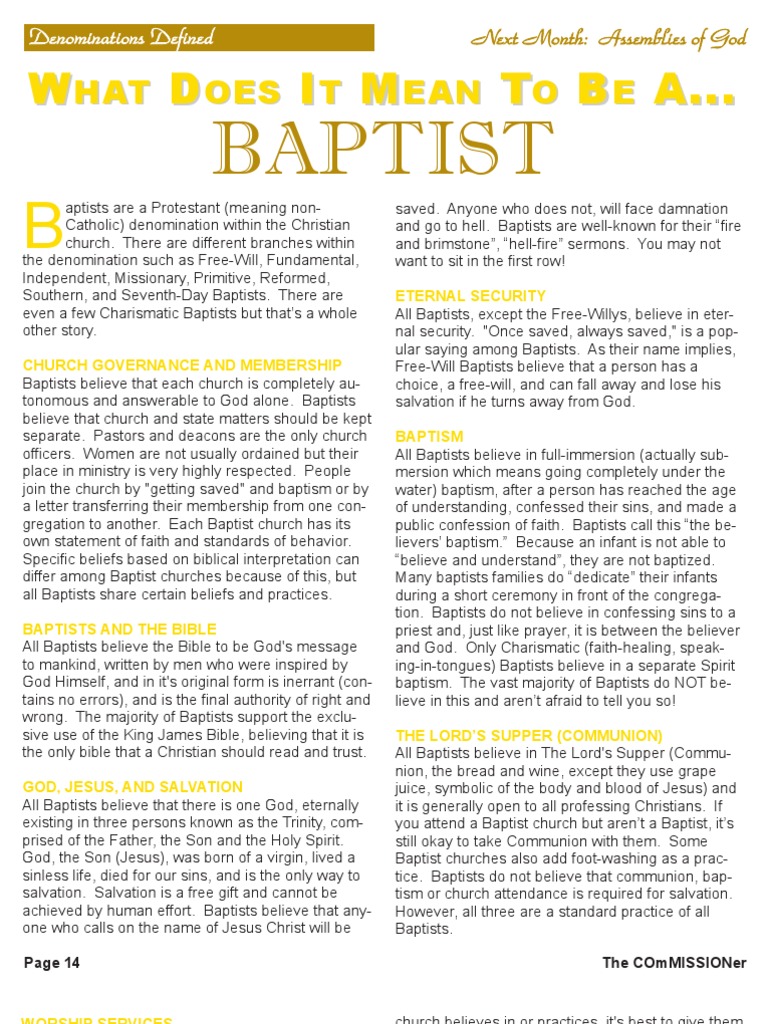 What Does It Mean To Be A Baptist? | PDF | Baptism | Baptists