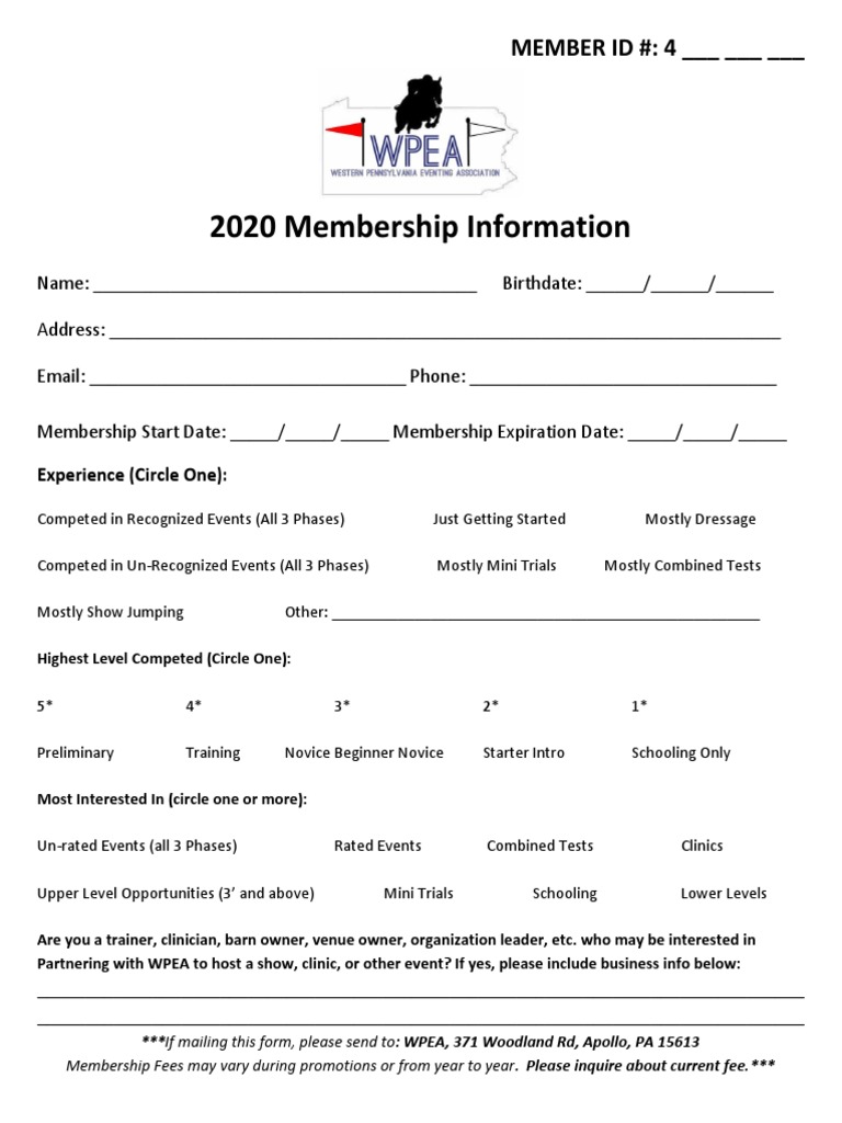 Membership Info Sheet | PDF | Finance & Money Management