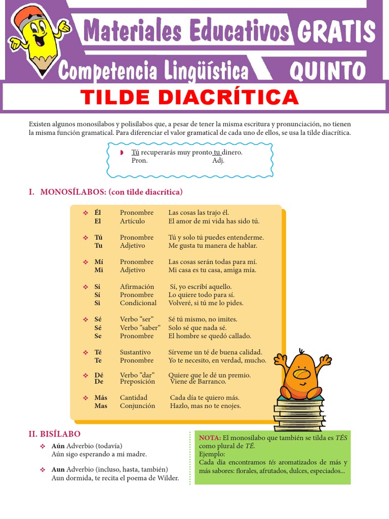 Tilde Diacrítica para Quinto Grado de Secundaria | PDF | Adverbio ...