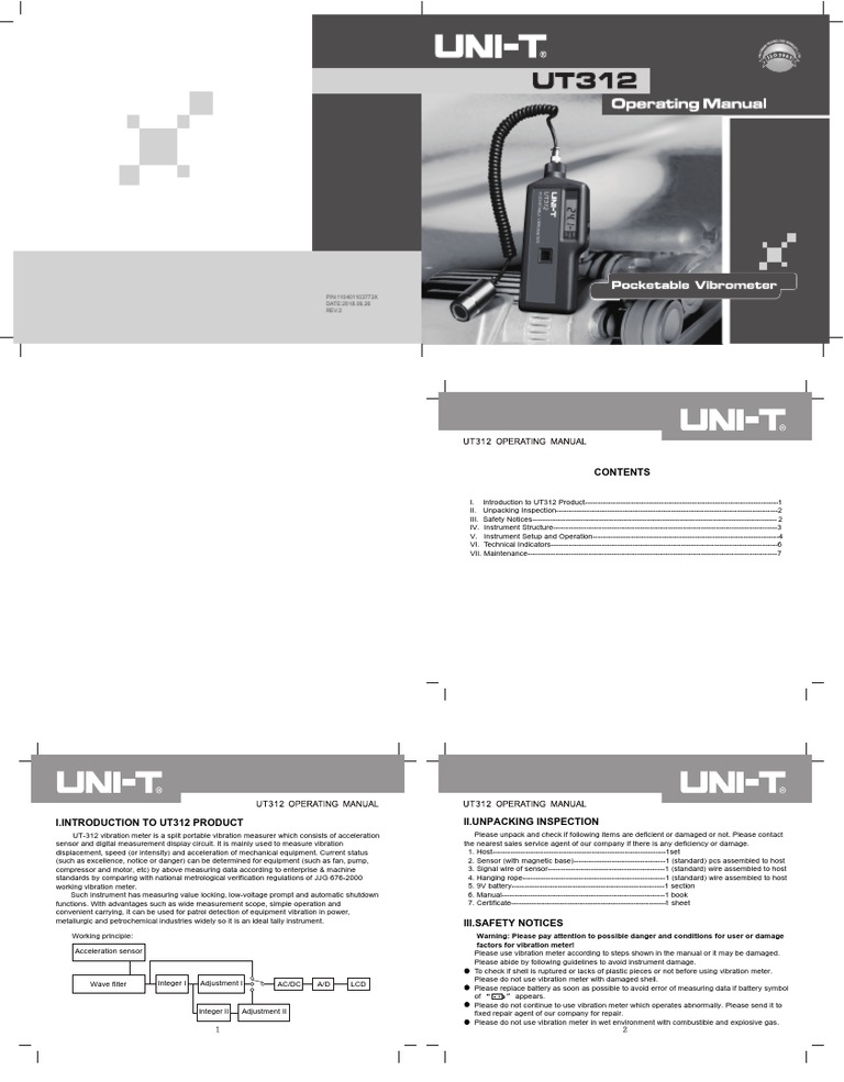 UT312 English Manual | PDF | Sensor | Metre