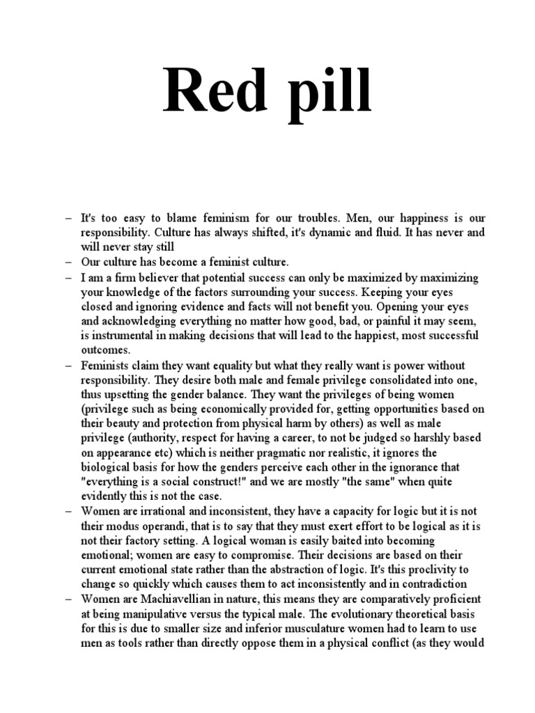 Red Pill | PDF | Gender | Gender Studies