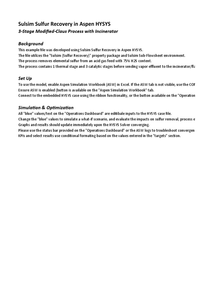 Claus Process HYSYS | PDF | Energy Technology | Chemistry