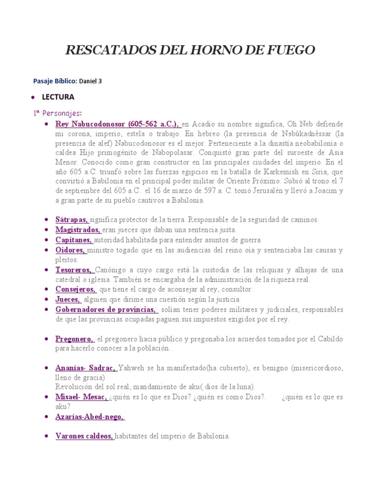 Rescatados Del Horno de Fuego | PDF | Nabucodonosor Ii | Babilonia
