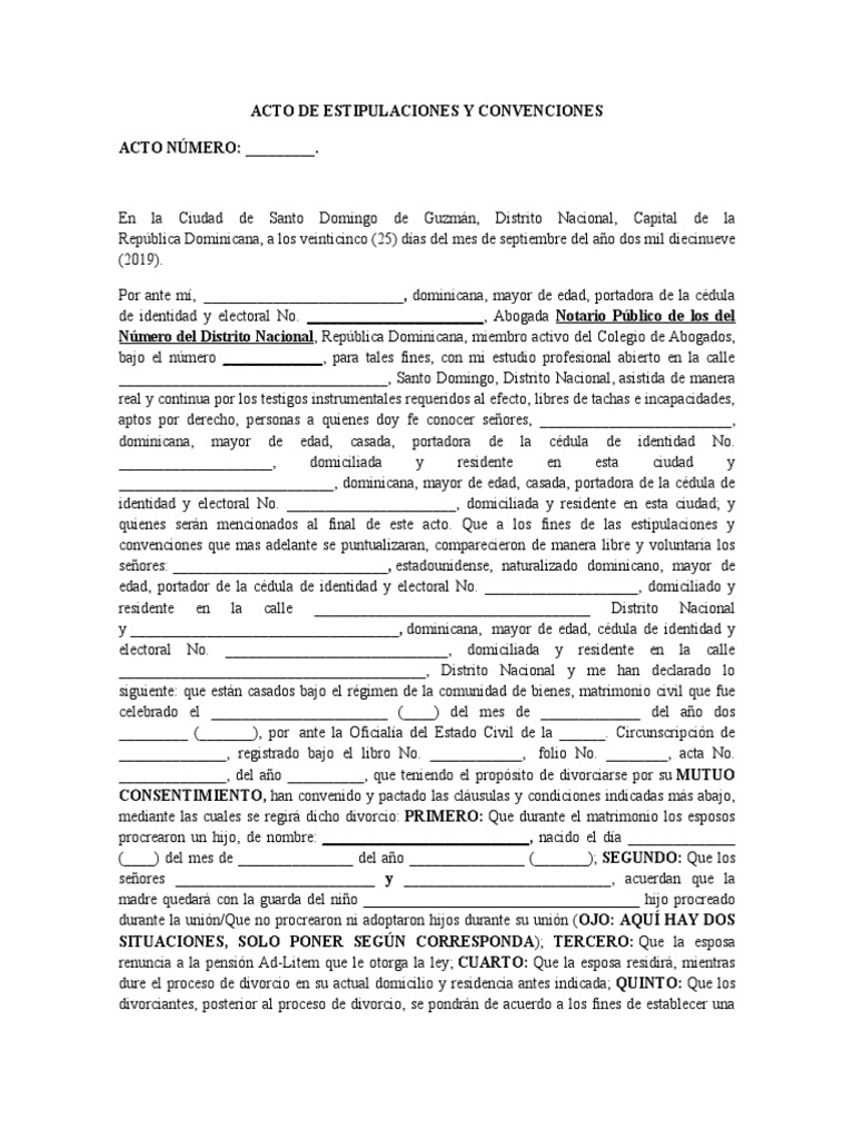 Modelo Proceso De Divorcio Por Mutuo Acto Compulsa E Instancias
