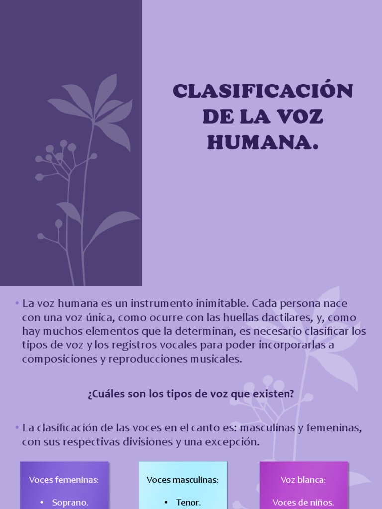 Clasificacion de Las Voces | PDF | Composiciones | Música vocal