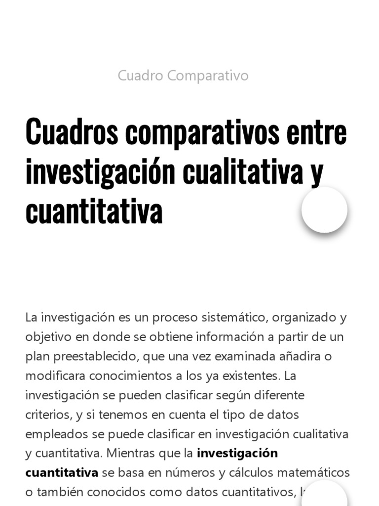 Cuadros Comparativos Entre Investigación Cualitativa y Cuantitativa - Cuadro Comparativo | PDF ...