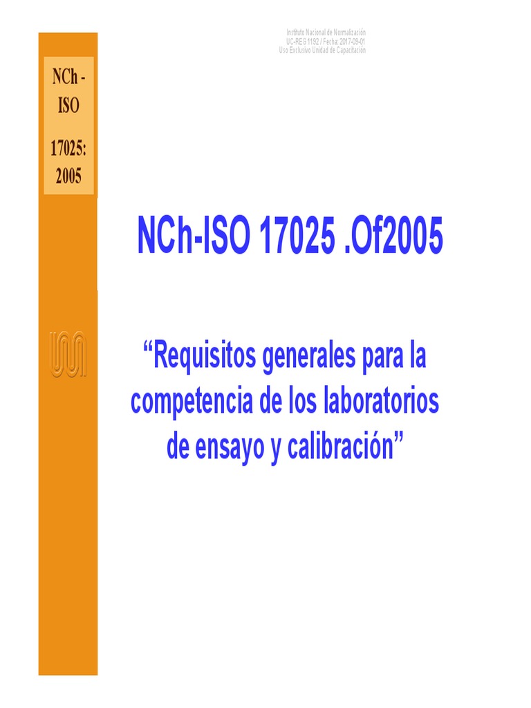 REG 1192 - 03 NCh-ISO17025-2005-Implementación | PDF | Calibración | Calidad (comercial)