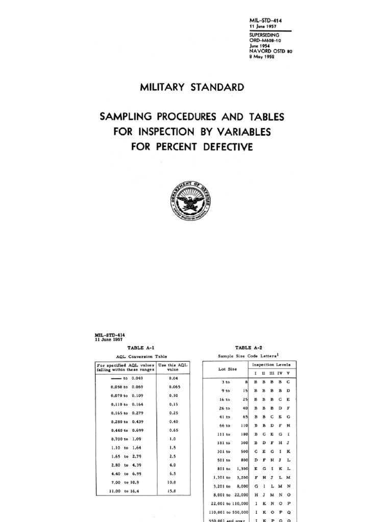 Tablas MIL-STD-414 Resumen PDF | PDF