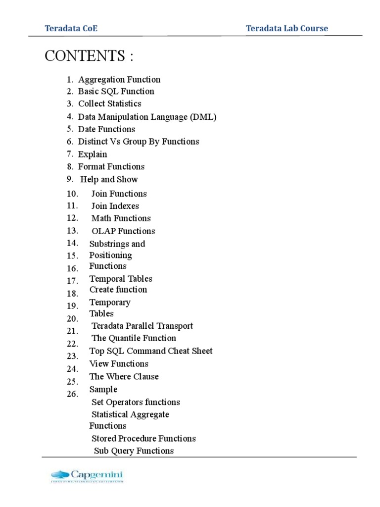 Teradata SQL Lab Guide | PDF | Sql | Statistics