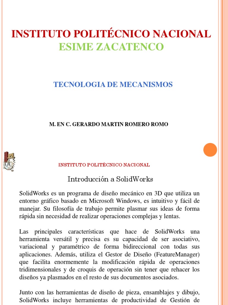 Introducción a SolidWorks en IPN | PDF | Diseño | Software