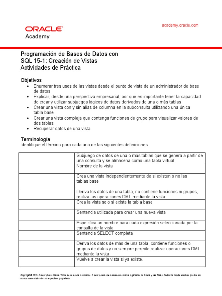 DP 15 1 Practice Esp | PDF | SQL | Ciencias de la Información
