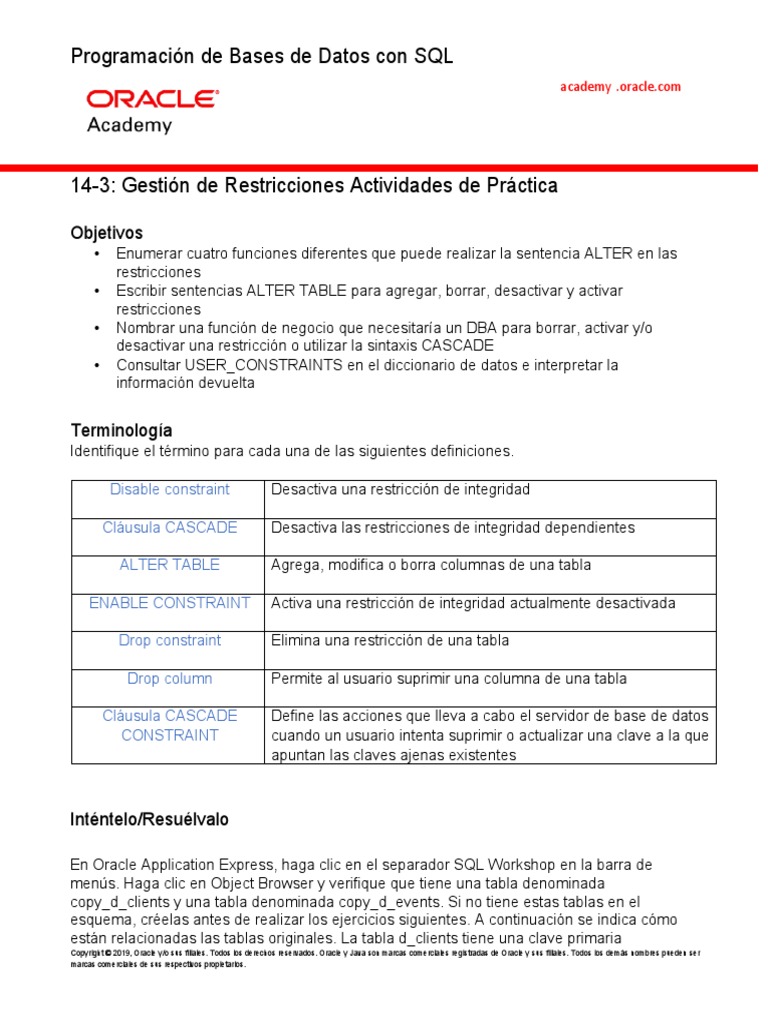 DP 14 3 Practice Esp | Descargar gratis PDF | SQL | Modelado científico