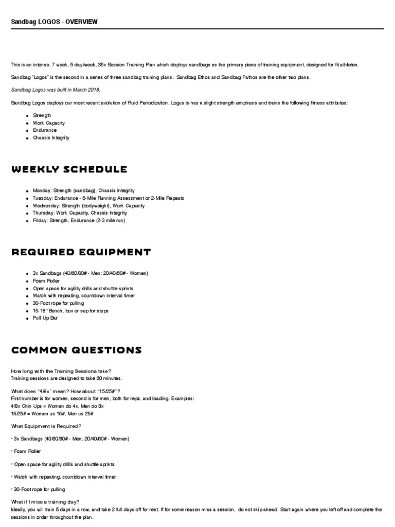 Sandbag LOGOS - OVERVIEW | PDF | Sports