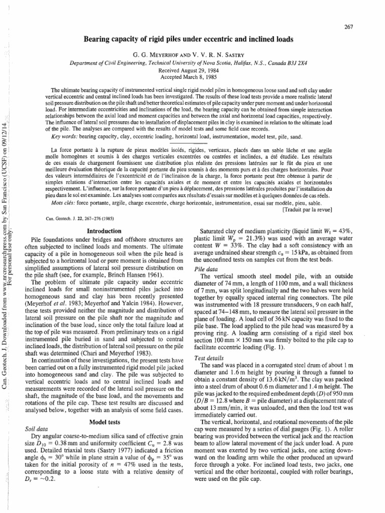 Bearing Capacity of Rigid Piles Under Eccentric and Inclined Loads by ...