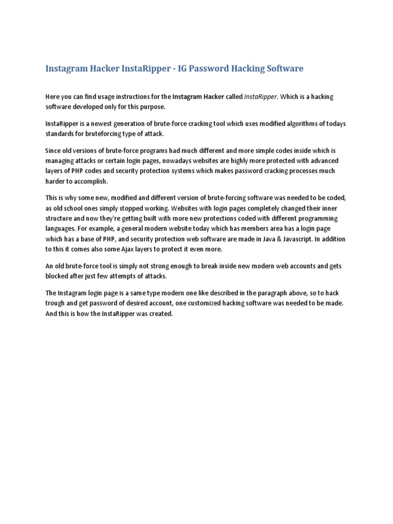 InstaRipper: IG Hacker's Tool | PDF | Password | Security Hacker