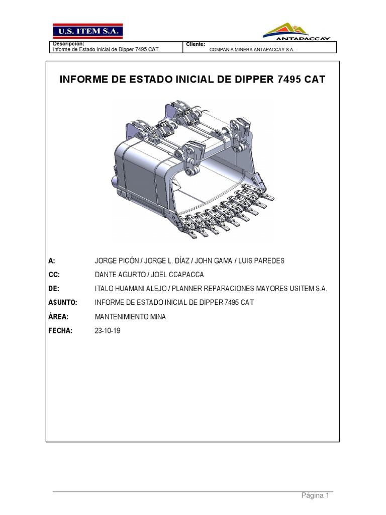 INFORME-ESTADO INICIAL DIPPER CAT 7495.rev0b PDF | PDF | Sustancias ...