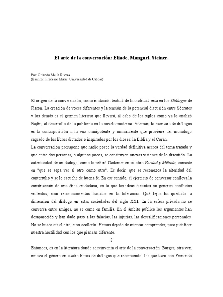 El arte de la conversación literaria | PDF | Science | Ciencia filosófica