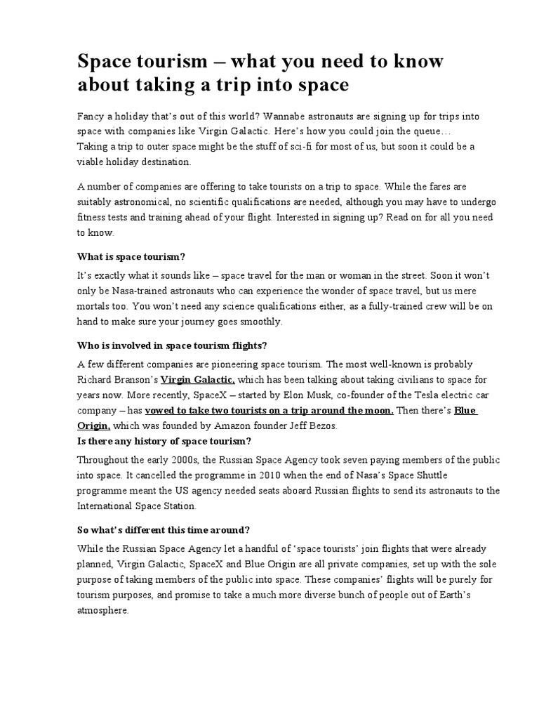 Space Tourism - What You Need To Know About Taking A Trip Into Space ...