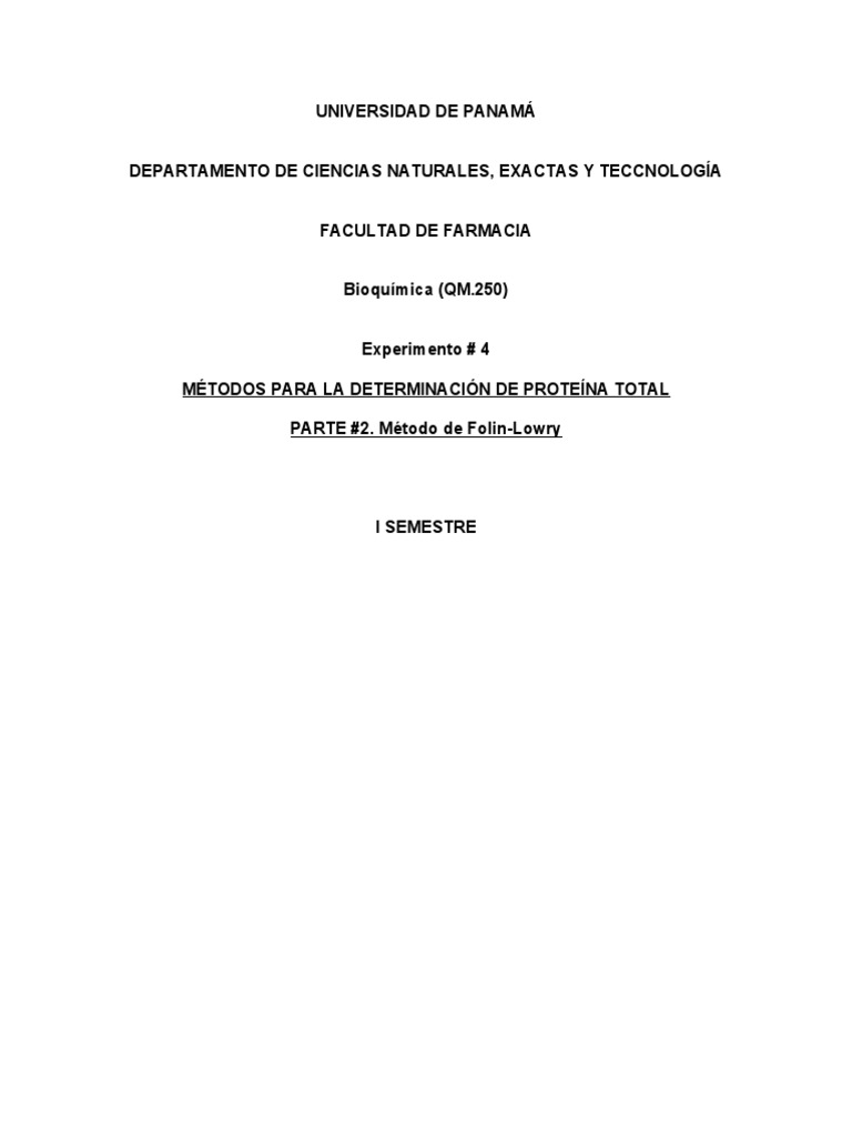 Informe-Bioqma Folin-Lowry | PDF | Proteínas | Biotecnología