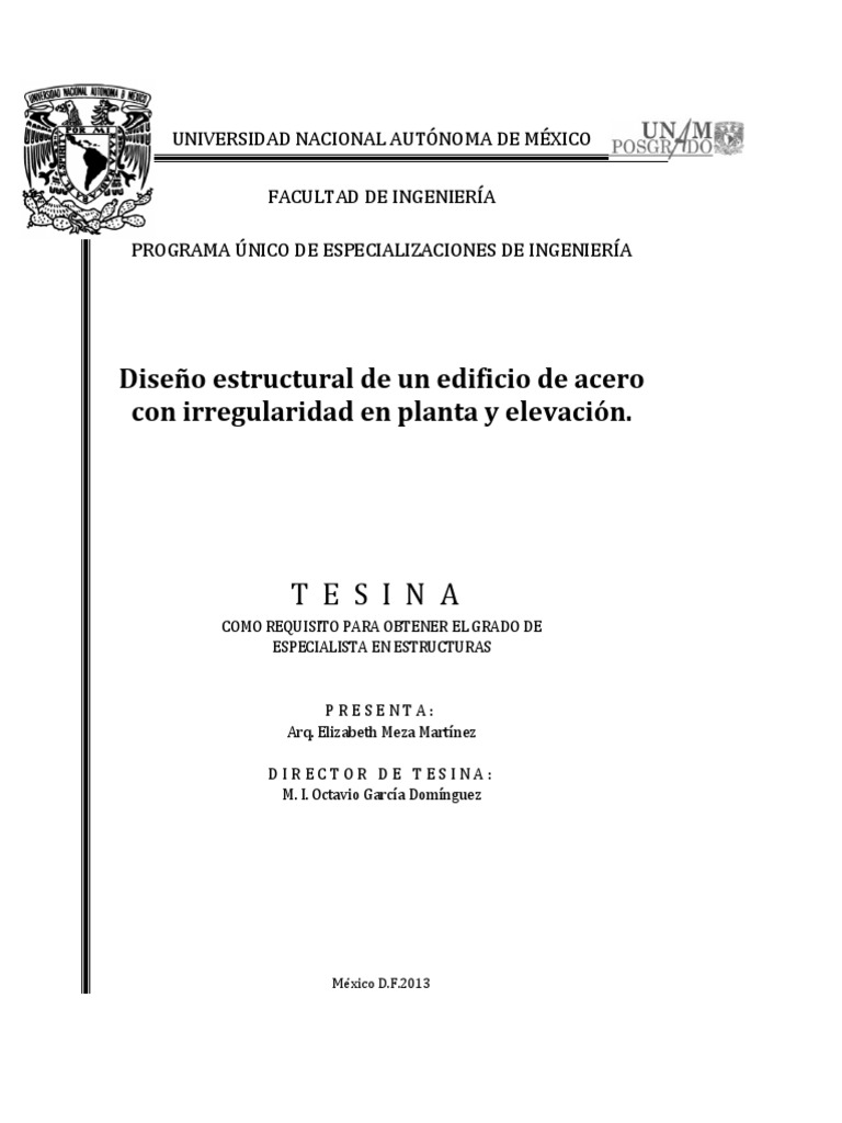Diseño Estructural de Un Edificio de Acero Con Irregularidad en Planta y Elevacion PDF | PDF ...