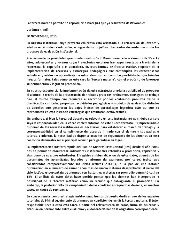 La Tercera Materia | PDF | Evaluación | Maestros