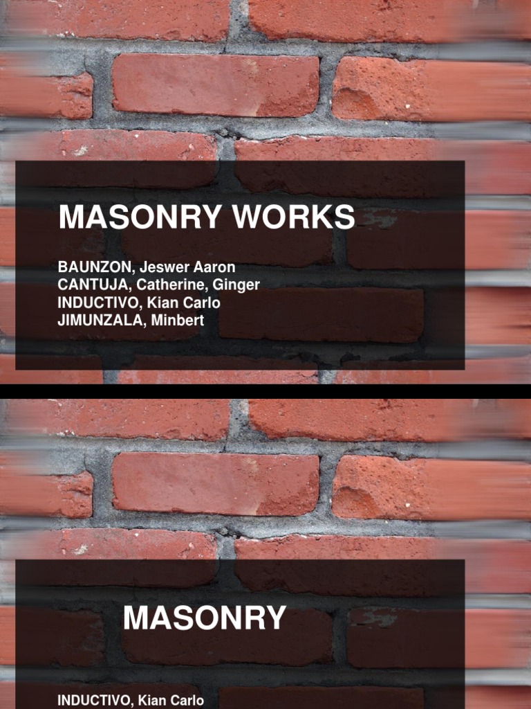 Masonry Works Guide | PDF | Masonry | Mortar (Masonry)