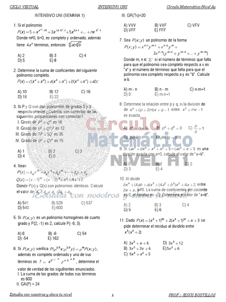 ÁLGEBRA - MISCELANEA.pdf | PDF | Enseñanza de matemática | Matemática Elemental
