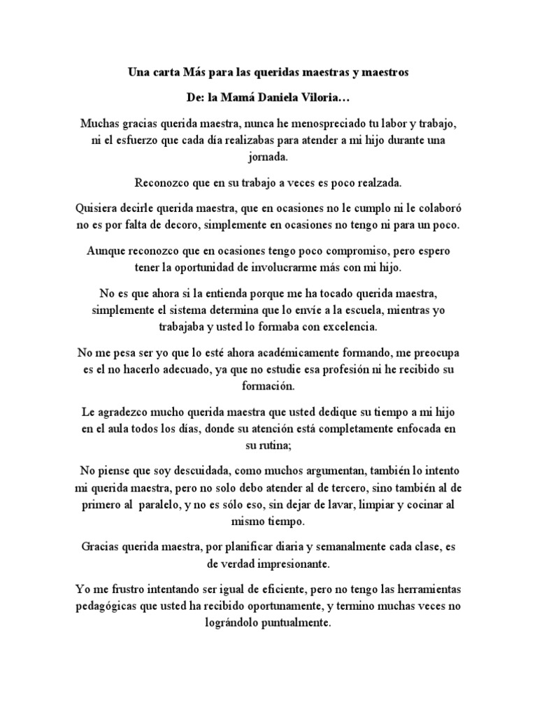 Una Carta Más para Las Queridas Maestras y Maestros | PDF