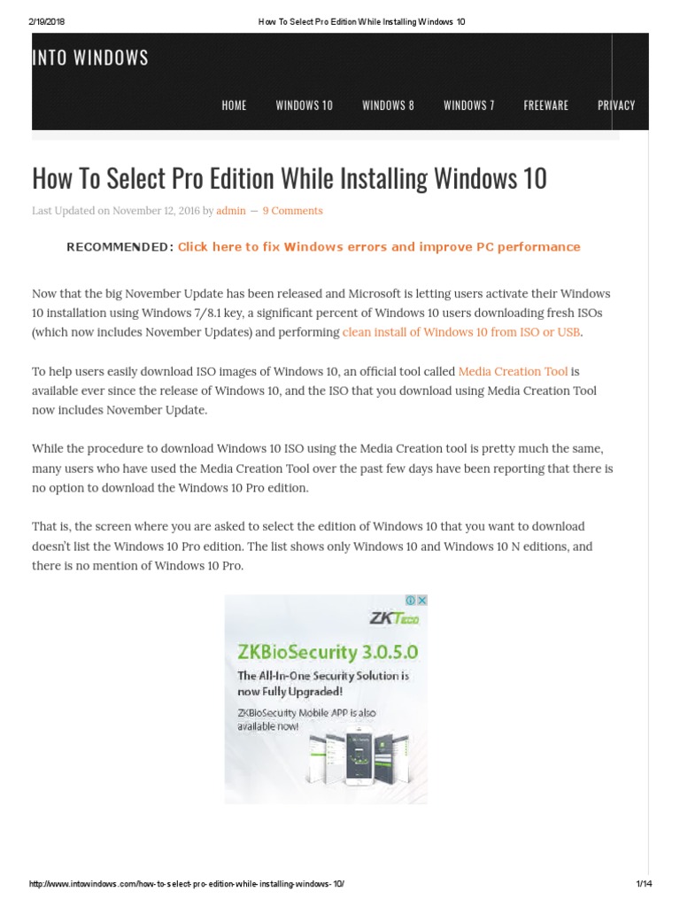 How To Select Pro Edition While Installing Windows 10 | PDF | Windows ...