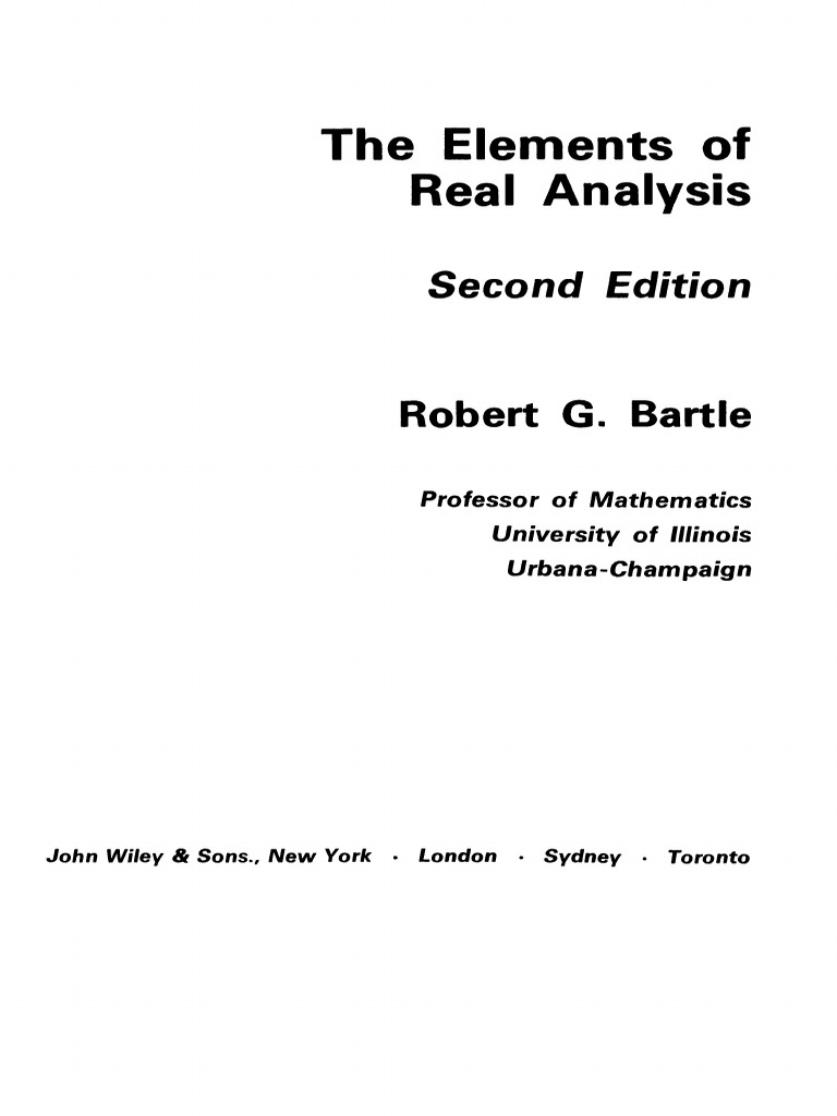 1 The Elements of Real Analysis Ed2 (1976) (Bartle) PDF | PDF | Series (Mathematics) | Function ...