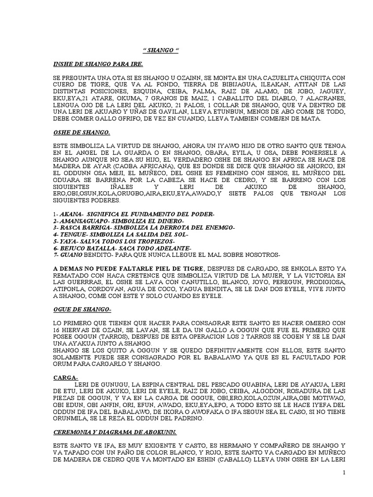 Refuerzos y Cargas de Shango en Santería | PDF | Santeria | Deidades