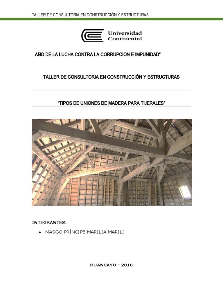 Uniones de Madera para Tijerales | PDF | Esfuerzo cortante | Madera