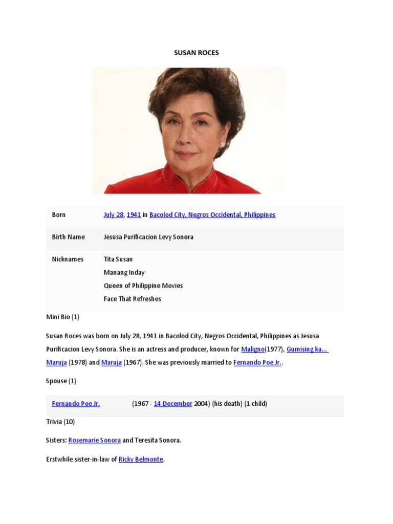 Susan Roces: July 28 1941 Bacolod City, Negros Occidental, Philippines ...