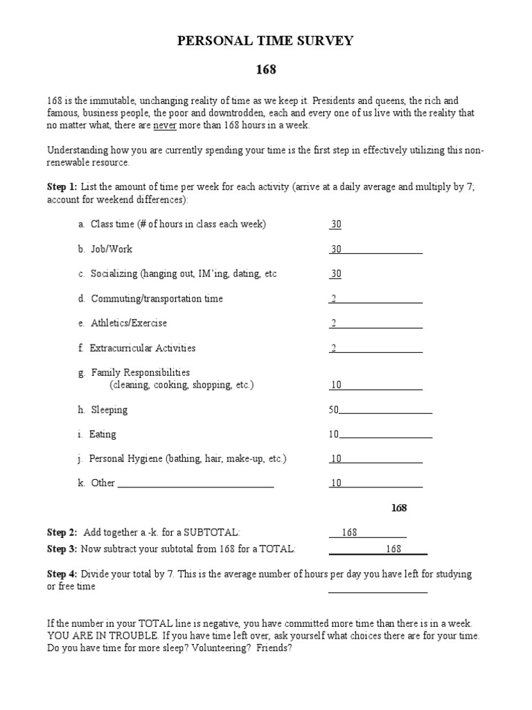 College Student Time Audit | PDF