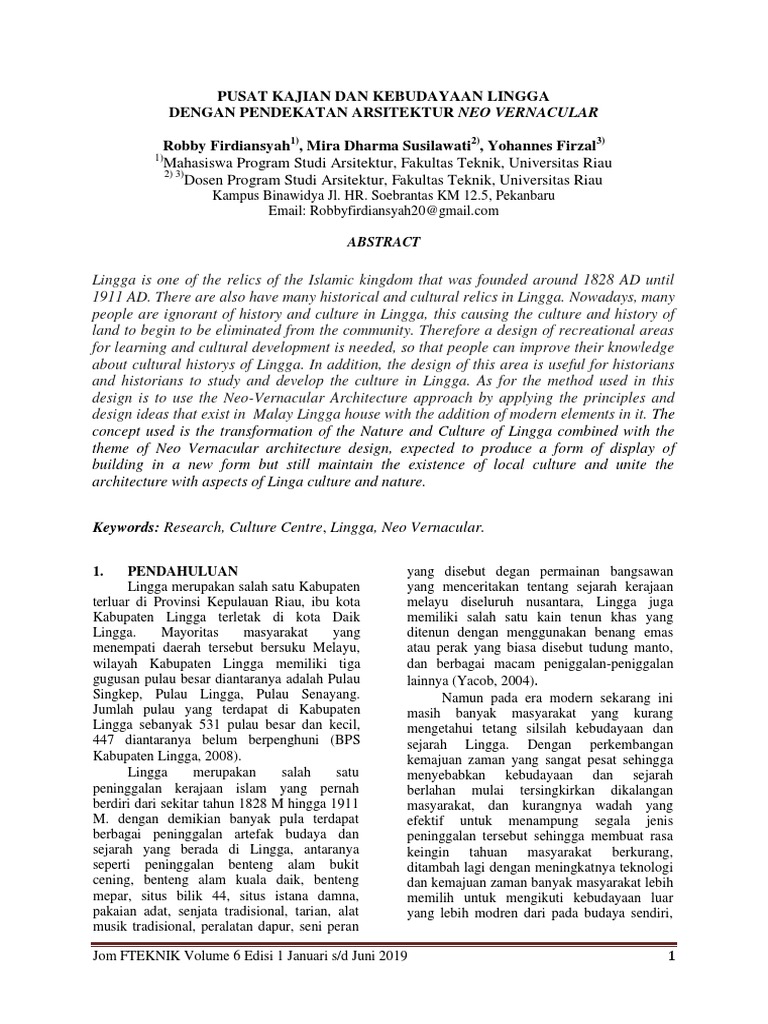 Jurnal Pusat Kajian Dan Kebudayaan Lingga PDF | PDF