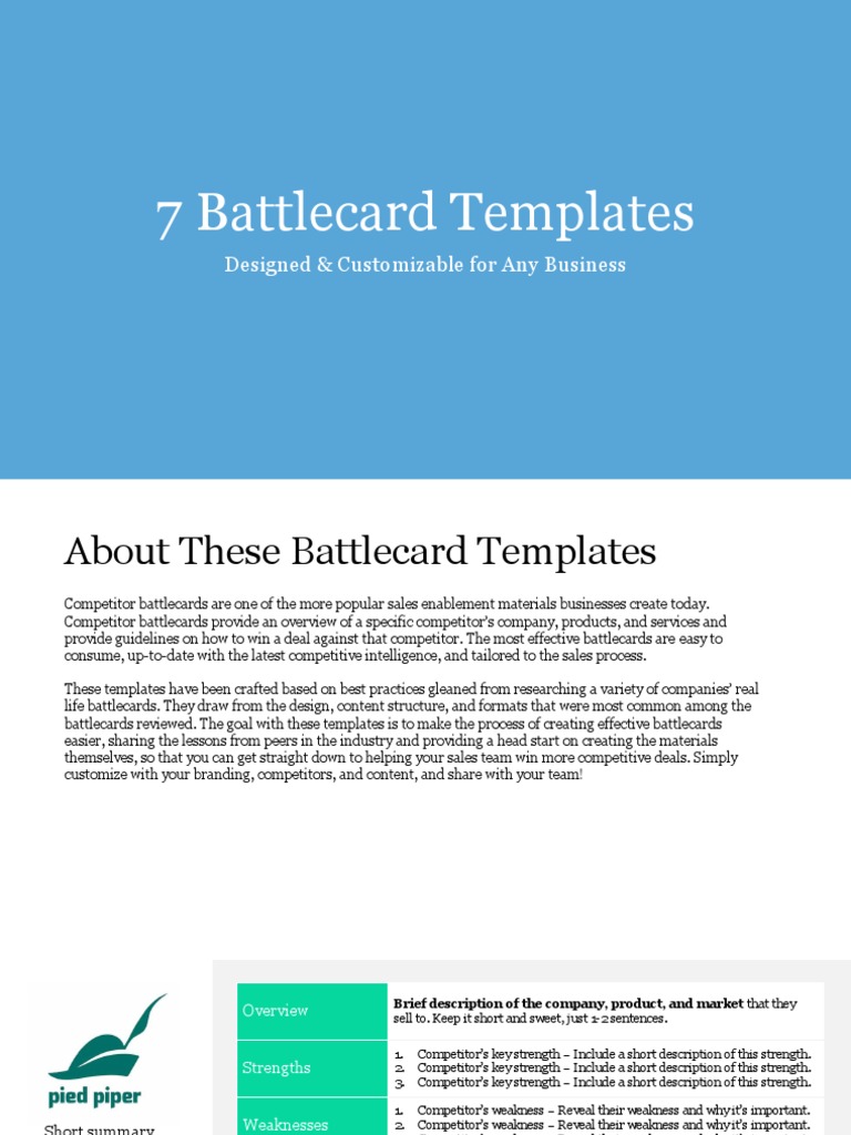 7 Battlecard Templates: Designed & Customizable For Any Business | PDF ...