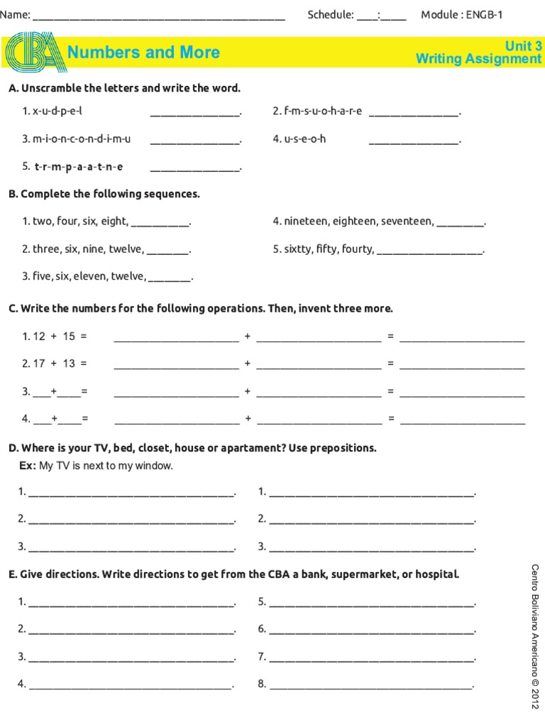 Numbers and More: Unit 3 Writing Assignment | PDF