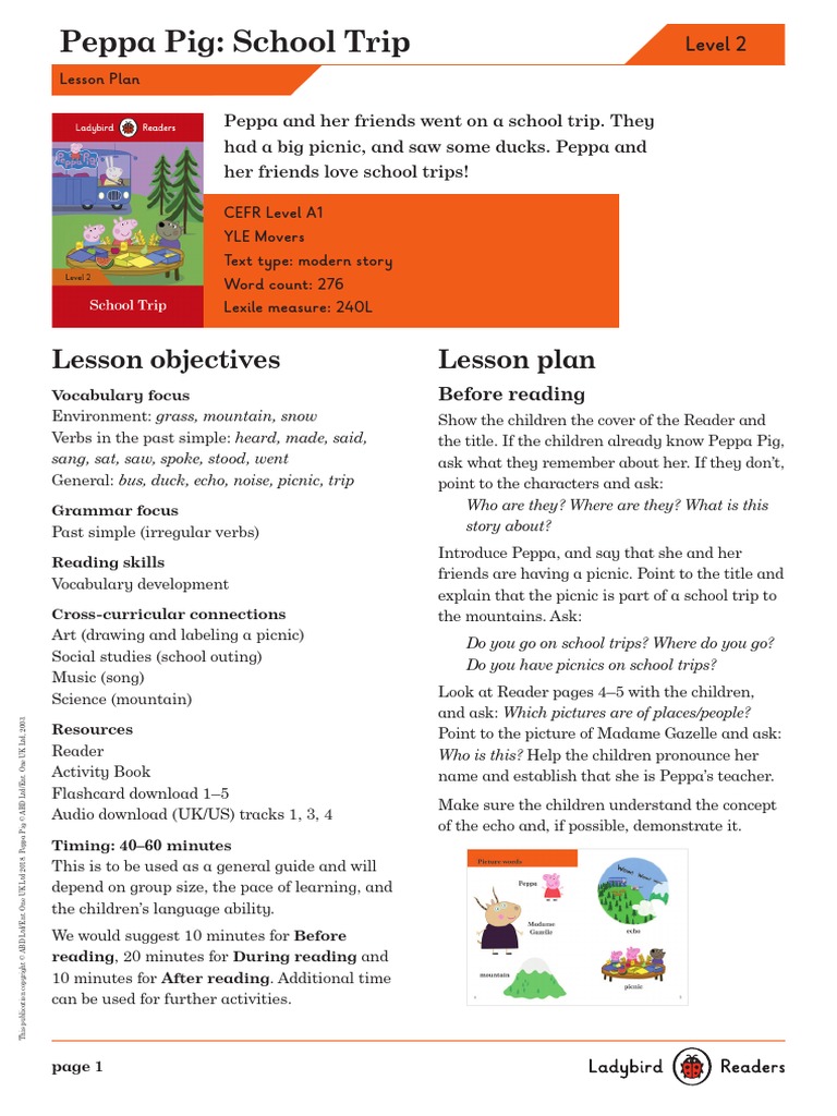 Peppa Pig School Trip Lesson Plan LADYBIRD READERS LEVEL 2 | PDF ...