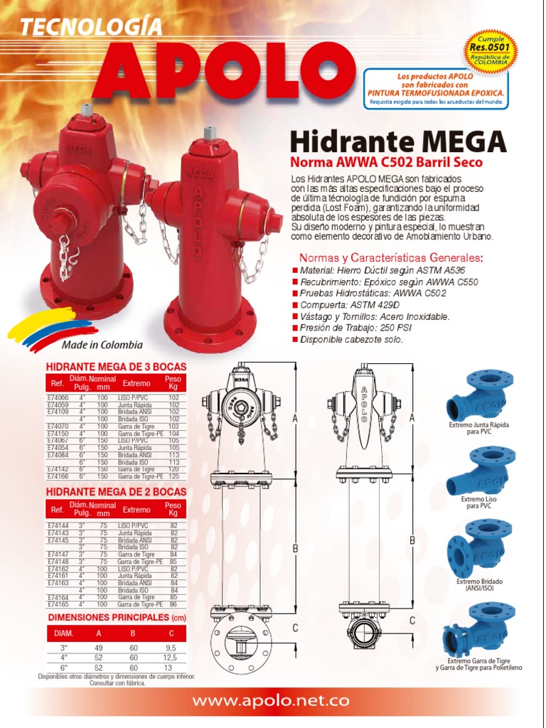 Ficha Tecnica Hidrante Mega Trafico PDF | PDF | Tornillo | Ingeniería de Edificación