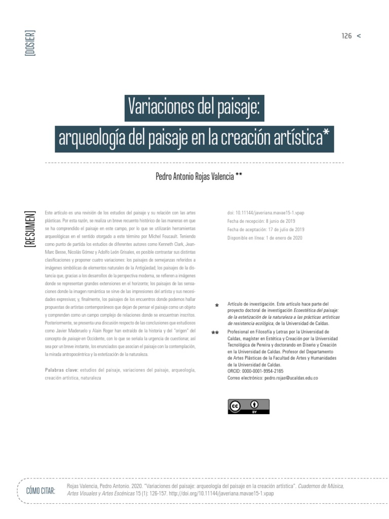 Variaciones Del Paisaje: Arqueología Del Paisaje en La Creación Artística - Pedro Antonio Rojas ...