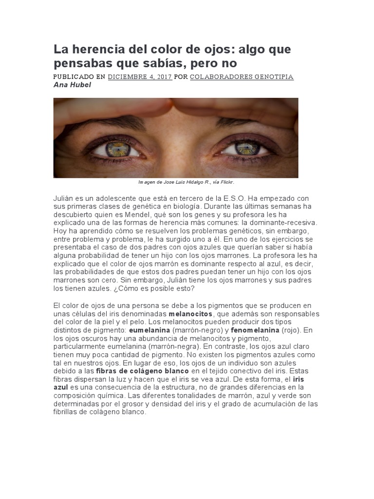 La Herencia Del Color de Ojos | PDF | Color de los ojos | Gene