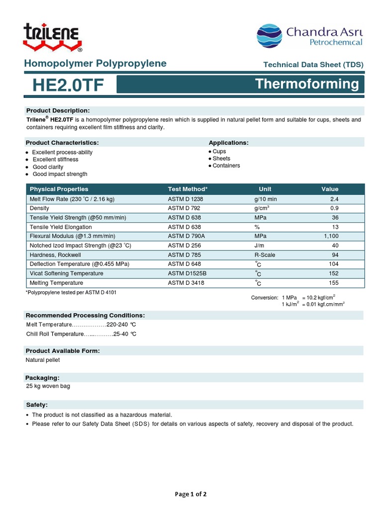 PP Trilene He2.0tf | PDF | Packaging And Labeling | Materials