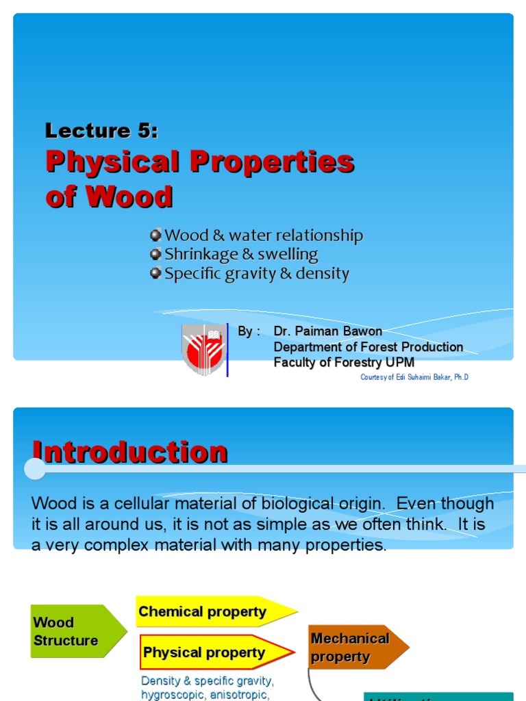 Physical Properties of Wood | PDF | Wood | Density