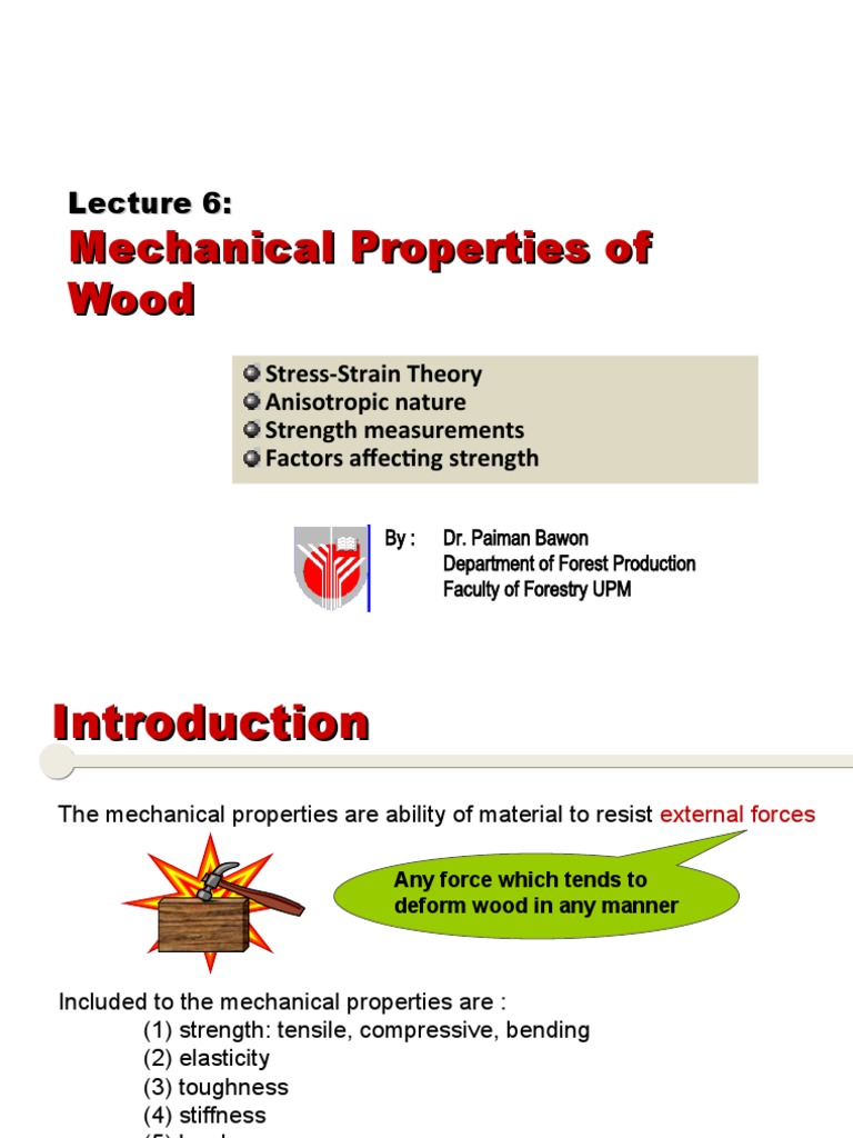 Mechanical Properties of Wood | PDF | Strength Of Materials | Bending