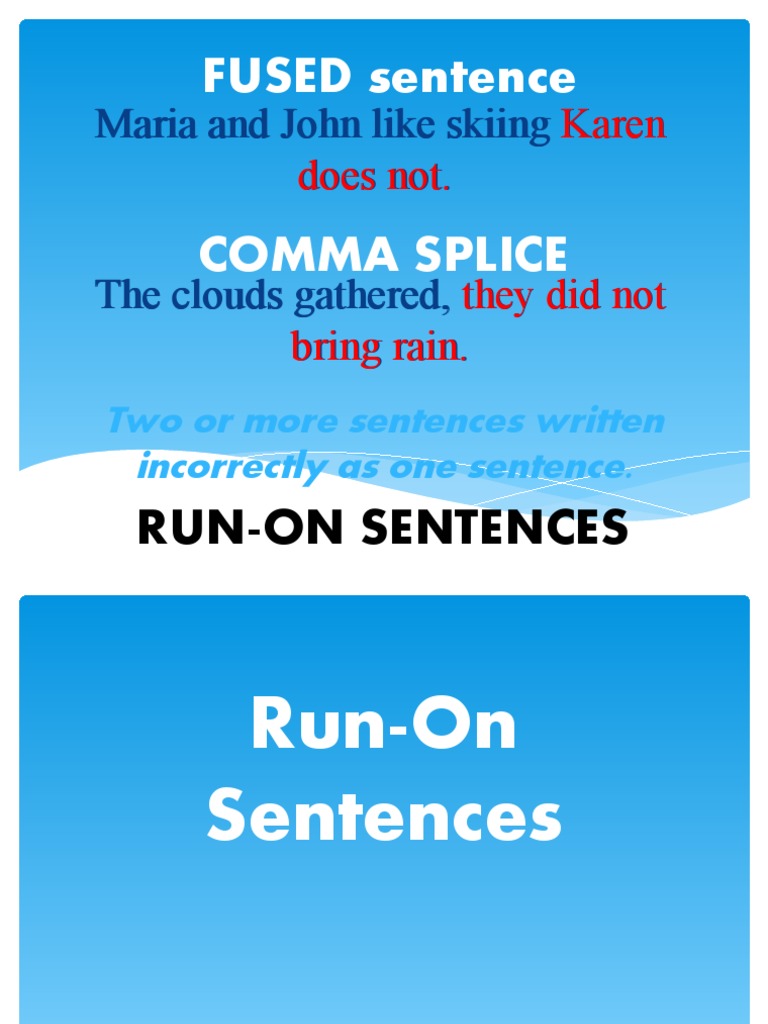 Run-On Sentences | PDF | Punctuation | Language Mechanics