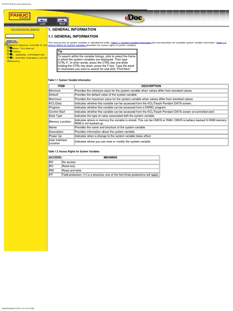 FANUC R-J3iB System Variables Guide | PDF | Variable (Computer Science ...