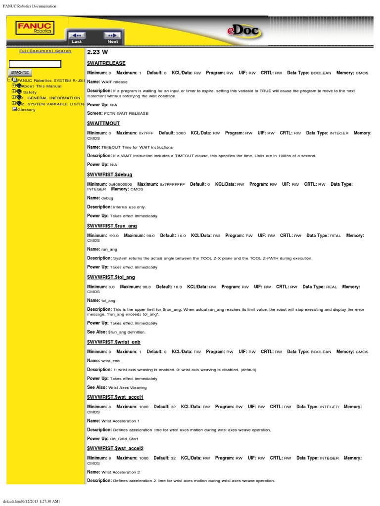 FANUC R-J3iB System Variables Guide | PDF | Data Type | Boolean Data Type